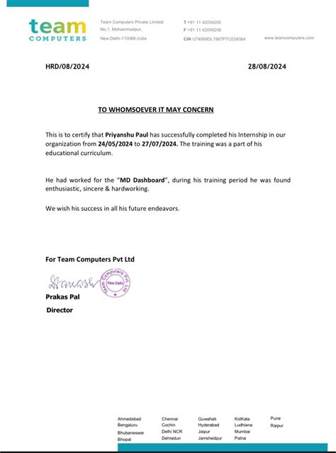 Priyanshu Paul On Linkedin Internship Teamcomputers Grateful Learning Career Growth