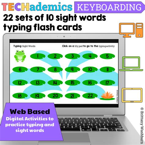 Frog Themed Sight Words Typing Flash Cards