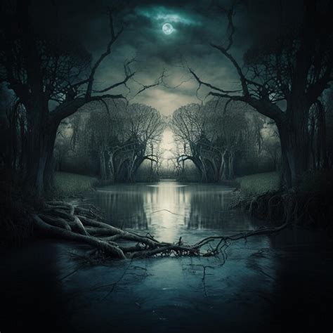Premium Ai Image There Is A Dark Picture Of A Swamp With Trees And