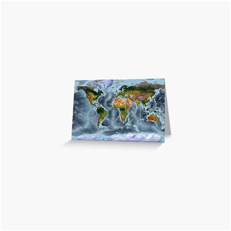 Gall Stereographic World Map Showing Land And Oceans Greeting Card