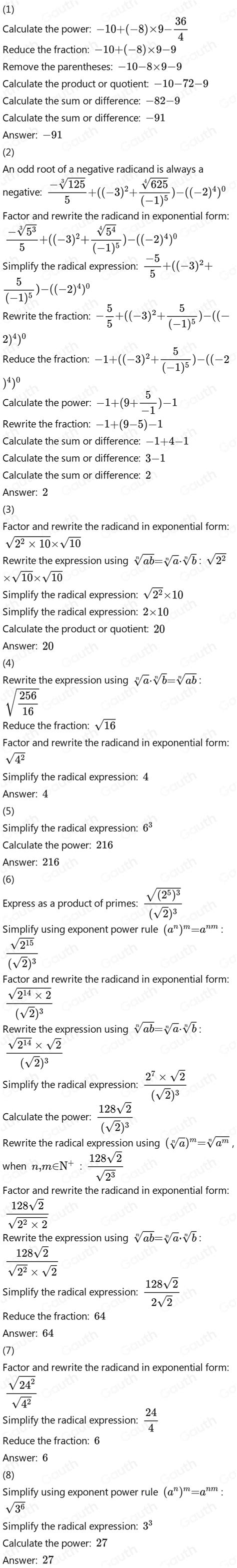 Solved Resolver los siguientes ejercicios aplicando las propiedades de la radiación sqrt