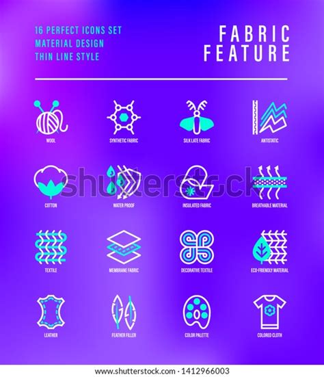 Fabric Feature Thin Line Icons Set 스톡 벡터 로열티 프리 1412966003 Shutterstock