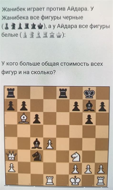 В шахматах разные фигуры стоят разное количество очков Стоимость