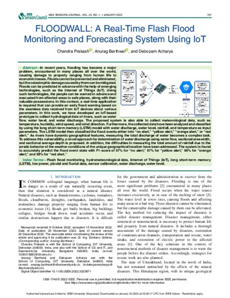 Pdf Floodwall A Real Time Flash Flood Monitoring And Forecasting System Using Iot
