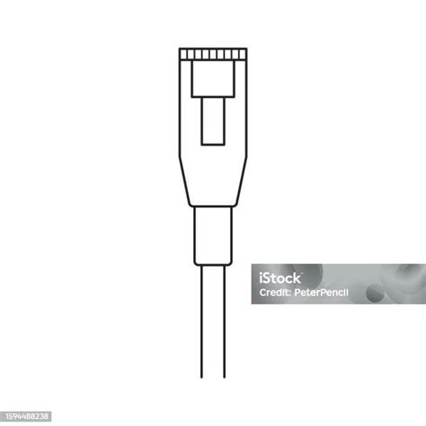 Ethernet Rj45 Port Cable Connector Vector Icon Drawing Illustration Isolated On White Background