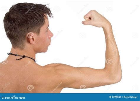 Mann Der Muskeln Biegt Stockfoto Bild Von Eignung Flach 2270288