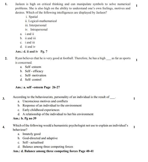 CBSE Class 12 Exam 2022 Marking Scheme Psychology CBSE EXAM