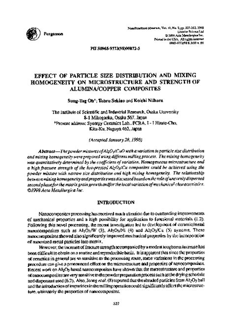 Pdf Effect Of Particle Size Distribution And Mixing Homogeneity On Microstructure And Strength