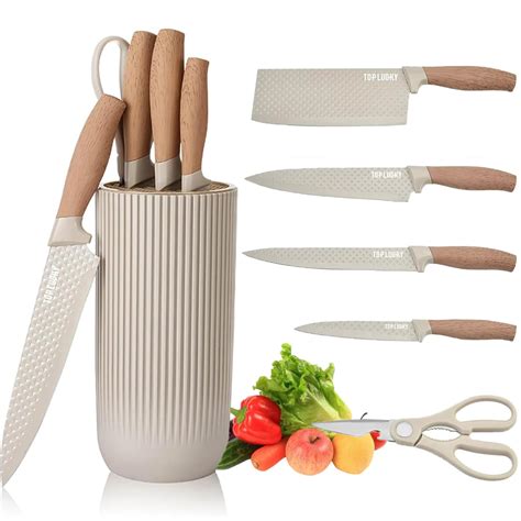 Messer Set 6 Teiliges Khaki Scharfes Messerblock Set Für Küche
