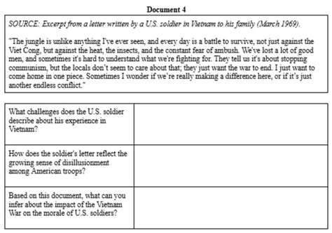 The Vietnam War Dbq Primary Source Document Analysis Questions