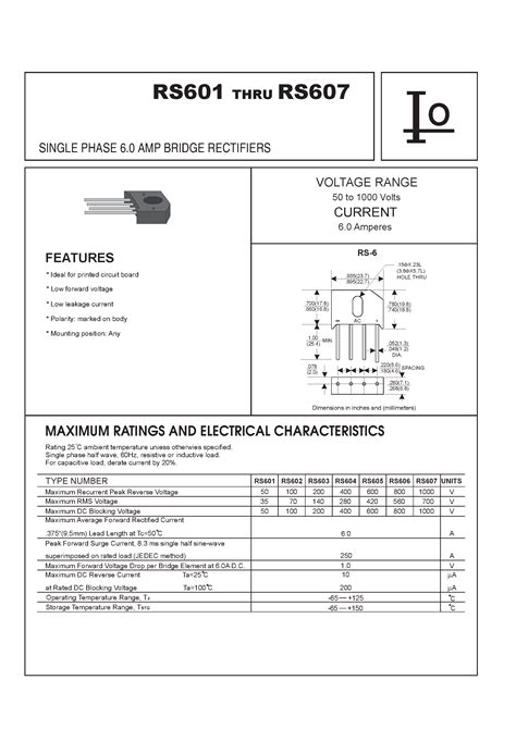 Complete Gbl06 Bridge Rectifier Datasheet Specifications And Applications