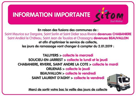 le jour de ramassage des ordures ménagères change