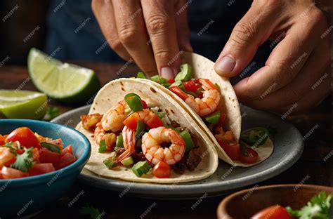 Premium Photo A Closeup Of Hands Assembling A Fajita Taco With Savo