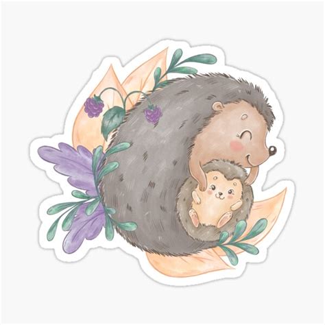 Pegatina Mamá Erizo Y Bebé Erizo De Danabananaart Redbubble