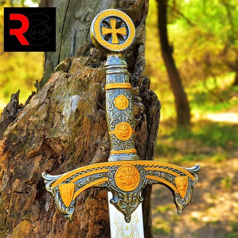 Crusader Sword Sharp Replica Gray Handle Rahmat Cutlery