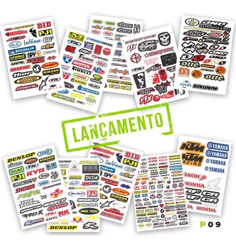 Kit 10 Cartelas P9 Adesivos Carro Moto Caminhão Bike Atacado