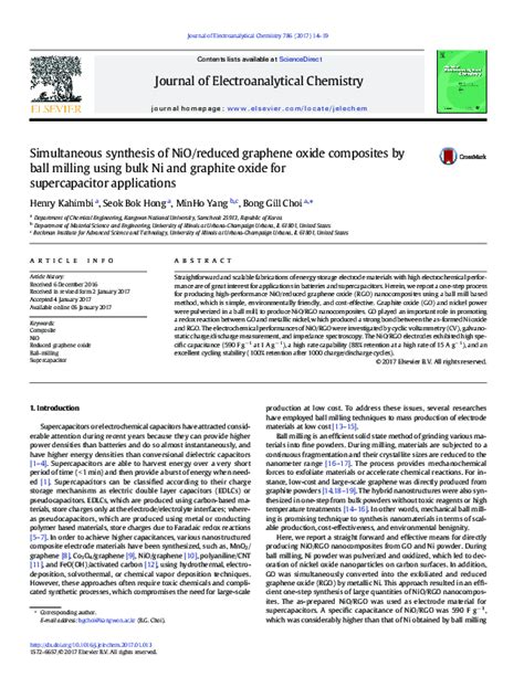 Pdf Simultaneous Synthesis Of Nioreduced Graphene Oxide Composites