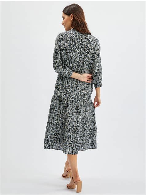 Blau Schwarz Gemustertes Damen Shirt Kleid ORSAY Orsay De Der