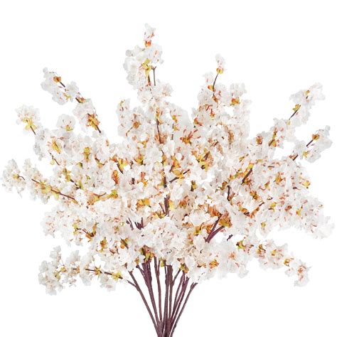 Dehoxara 12 Pcs Artificial Cherry Blossom Flowers 40 Faux Silk Cherry