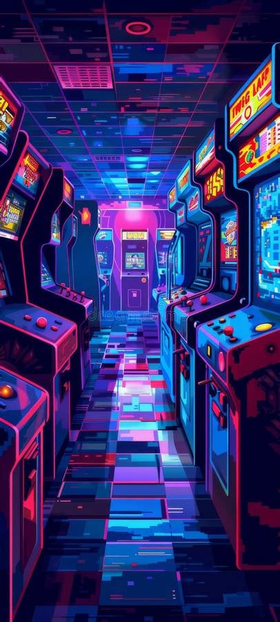 A Classic Arcade Scene With Vibrant Game Machines And Pixel Art Offering A Nostalgic Vibe For