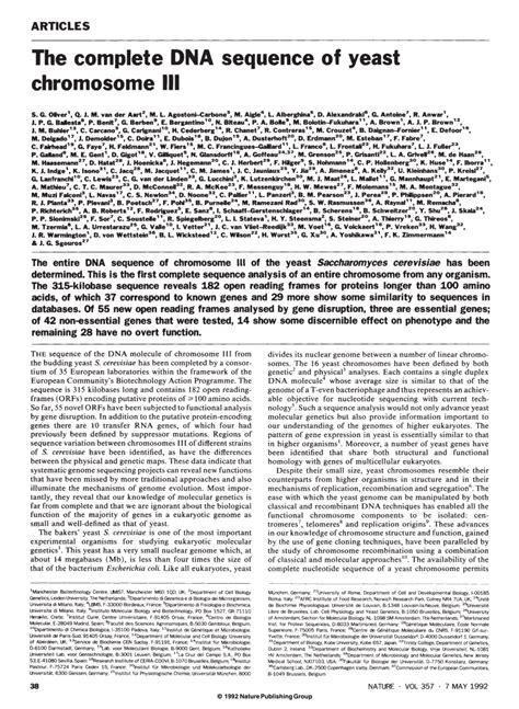 Pdf The Complete Dna Sequence Of Yeast Chromosome Iii
