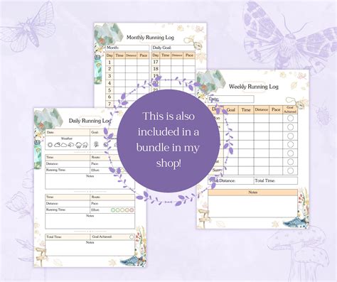 Daily Running Log Printable Pdf Running Chart Running Log Book Fitness Journal Jogging