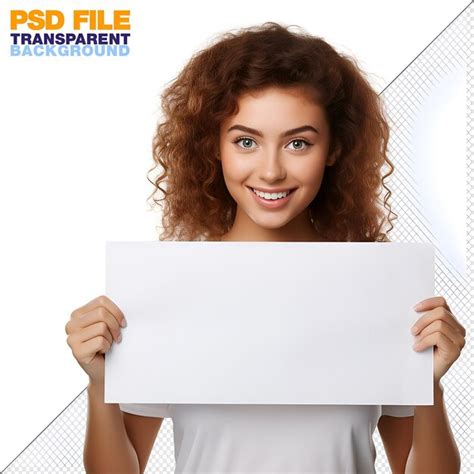Premium PSD Woman Holding An Empty White Board