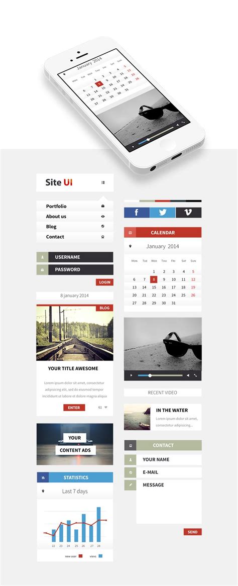 clean mobile user interface ui freebies tomasz