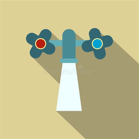 Waterkraan Met Knoppen Met Lopend Water Vector Illustratie
