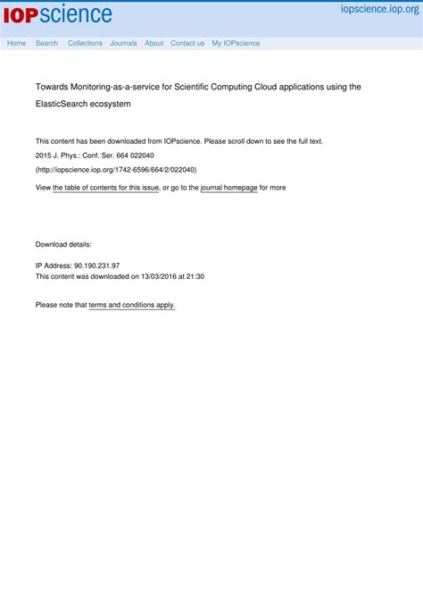 Pdf Towards Monitoring As A Service For Scientific Computing Cloud