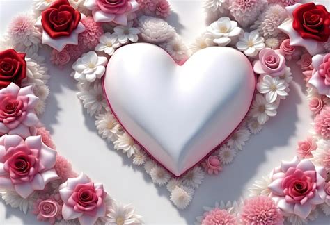 Premium Photo Light Pink 3d Love Heart Engraved On A White Background