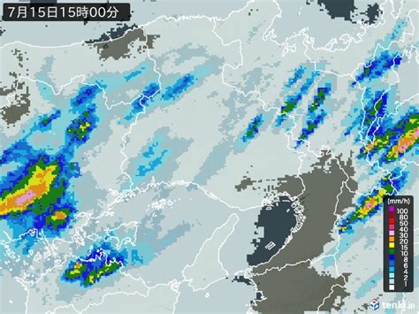 兵庫県の過去の雨雲レーダー2024年07月15日 日本気象協会 Tenkijp