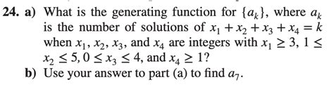 Solved A What Is The Generating Function For Ak Where Chegg