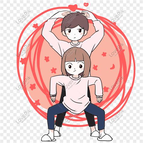 귀여운 커플 만화 일러스트 레이션 Png 일러스트 무료 다운로드 Lovepik
