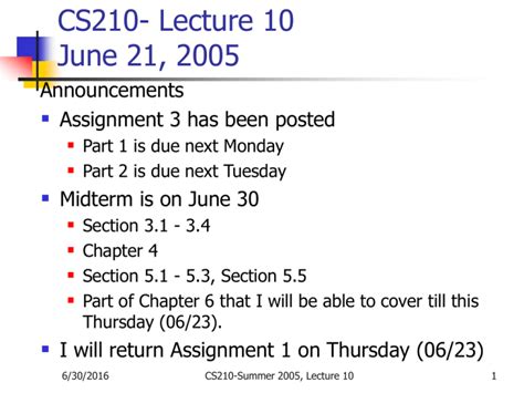 Cs Lecture June Announcements