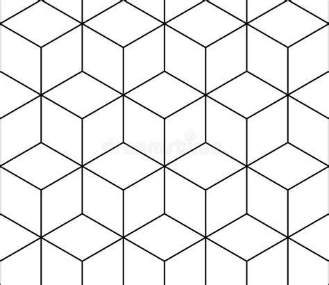 Isometric Cube Black Line Seamless Pattern On White Background Stock Vector Illustration Of