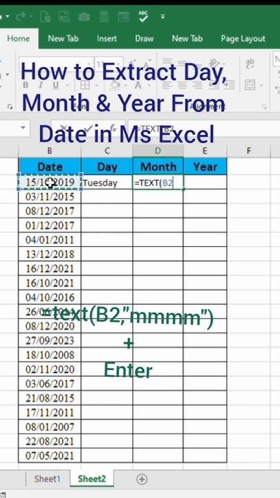 how to extract day month and year from date in ms excel exceltutorial189