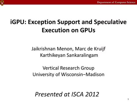 Ppt Igpu Exception Support And Speculative Execution On Gpus