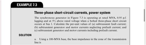 Example 7 3 Three Phase Short Circuit Currents Power System The Synchronous Generator In Figure