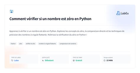 Comment Vérifier Si Un Nombre Est Zéro En Python Labex