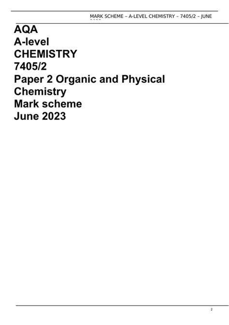 Aqa A Level Chemistry Paper 2 Organic And Physical Chemistry Monday 19
