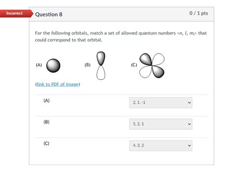 solved incorrect question 8 0 1 pts for the following