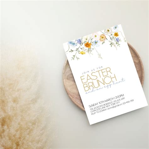 Easter Brunch Invitation Template Easter Invite Brunch And Egg Hunt Invite Invitation Easter