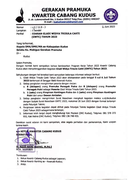 Edaran Gwtc Kwarcab Kudus 2023 Pdf