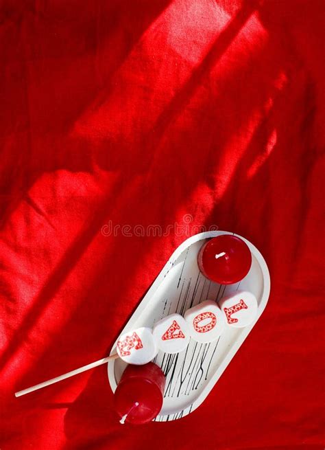 Red Background On Candy Love And Candle Stock Image Image Of Organ