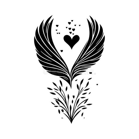 Love Wing Icon Hand Draw Black Colour Valentine Day Logo Symbol Perfect