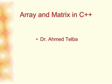 Arrays Matrix 2020 Ab PPT