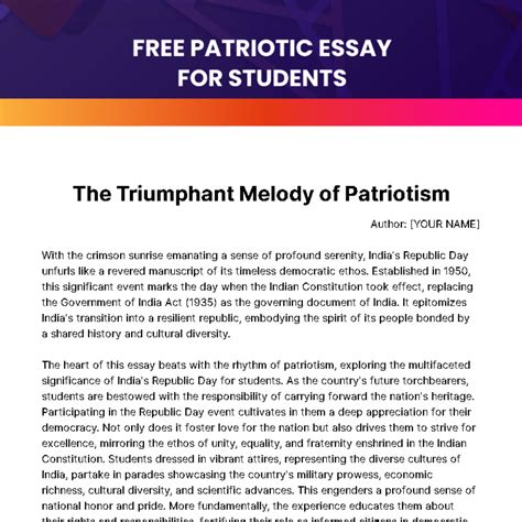 Free Patriotic Essay For Students Template To Edit Online