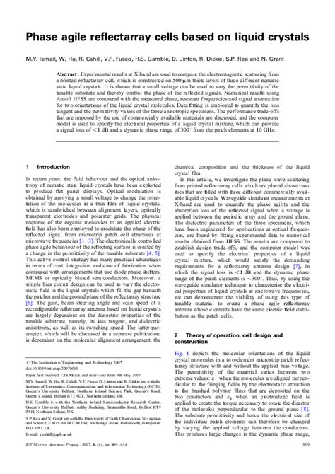 Pdf Phase Agile Reflectarray Cells Based On Liquid Crystals