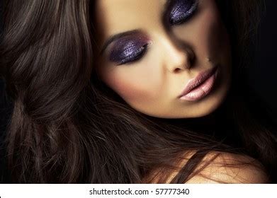 Beautiful Sexy Brunette Girl On Dark Stock Photo Shutterstock